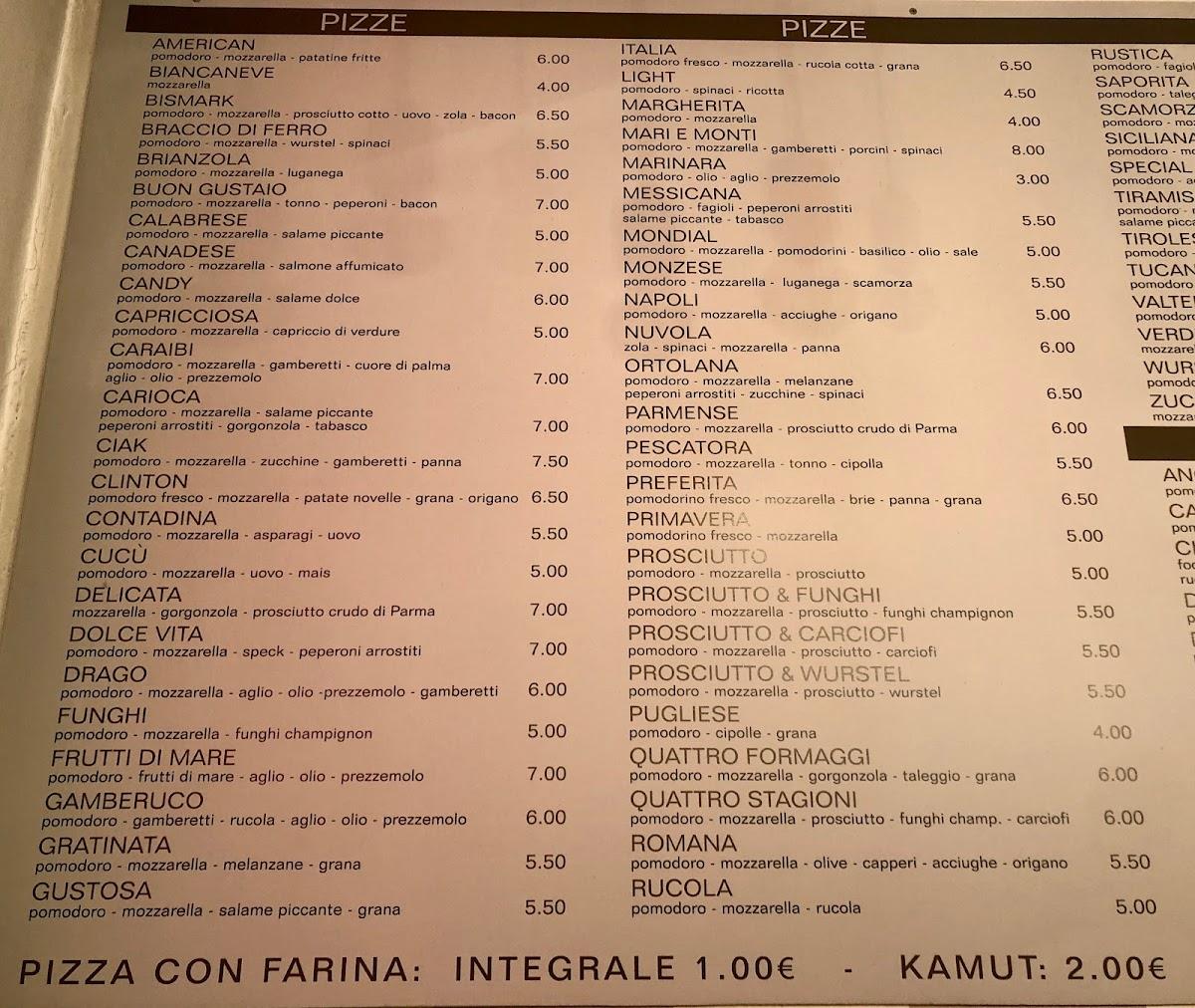 Menu at Ciak Pizza pizzeria, Meda