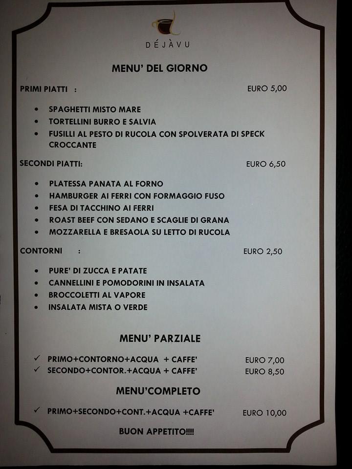 Menu at Dejavù Cafè cafe, Paullo