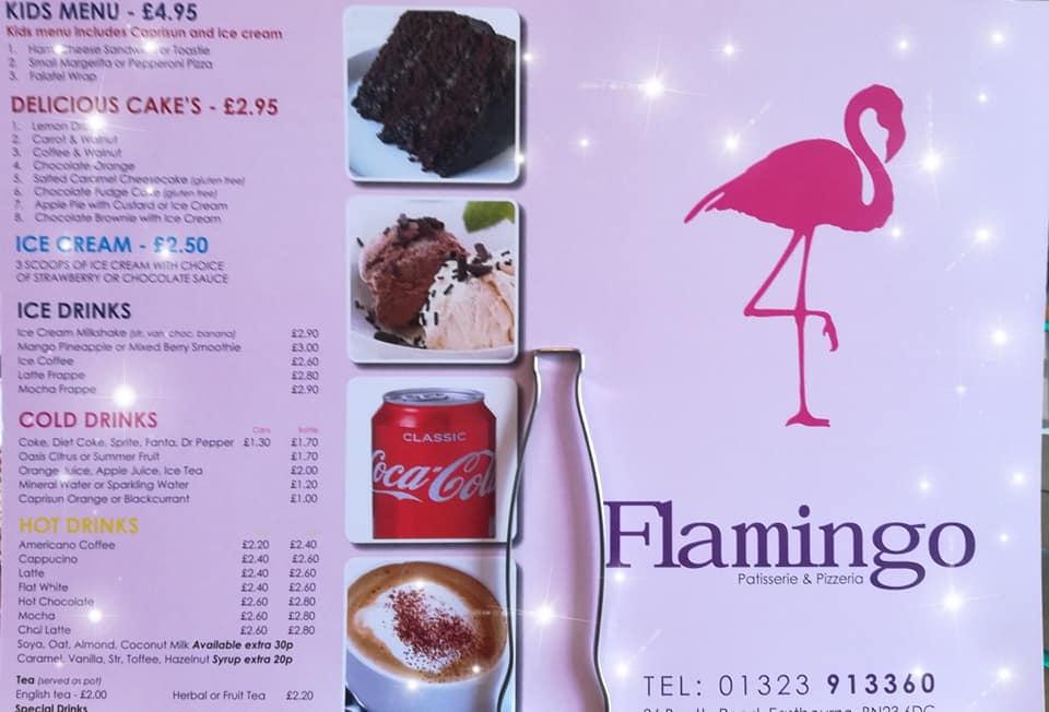 Menu at Flamingo Patisserie pizzeria, Eastbourne