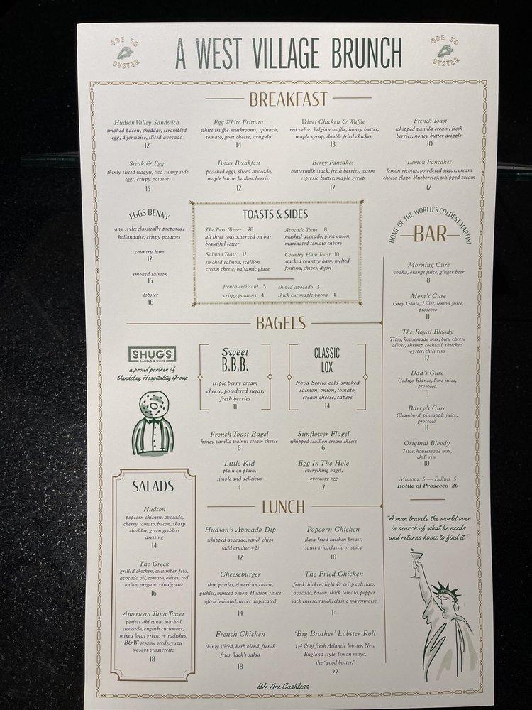 Menu at Hudson House restaurant, Addison, Belt Line Rd