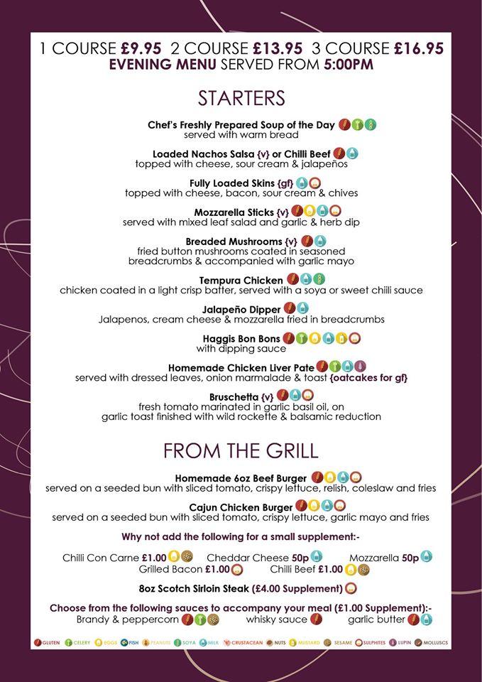 Menu at The Junction restaurant, Coatbridge