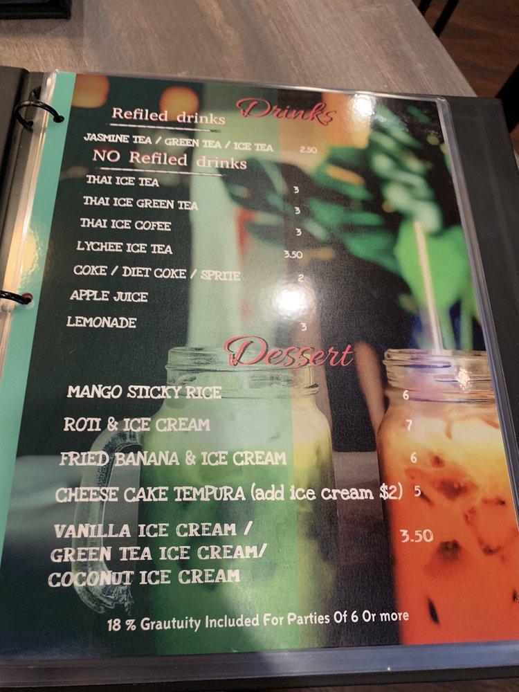 Menu at At Nine Thai restaurant, Centennial