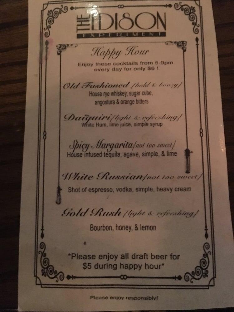 Menu at Edison Experiment pub & bar, San Antonio