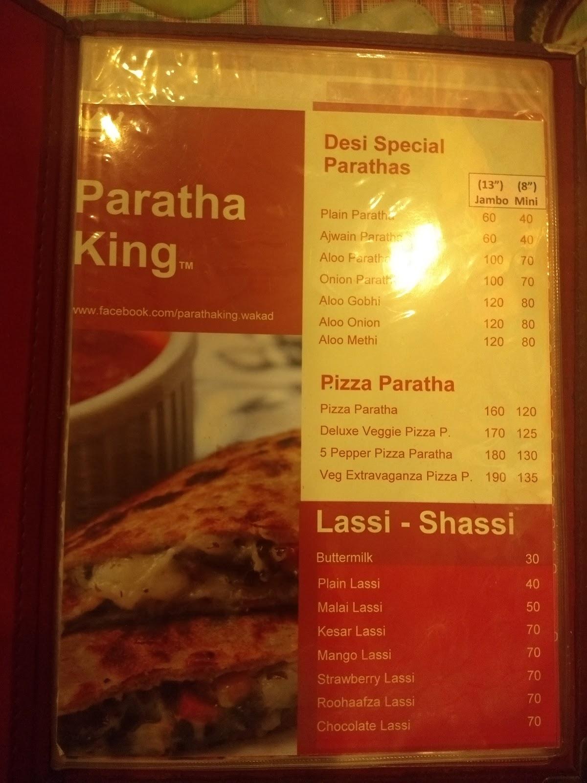 Menu at Paratha King, Pune, Datta Mandir Road