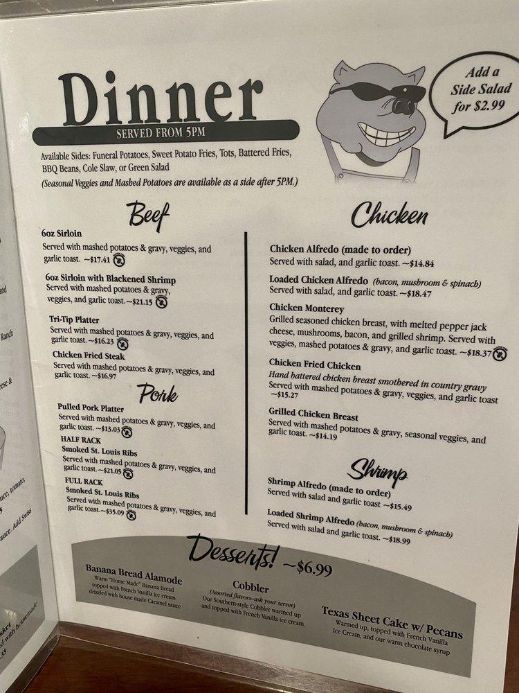 Menu at Pork Belly’s Eatery and Catering Co. desserts, St. George