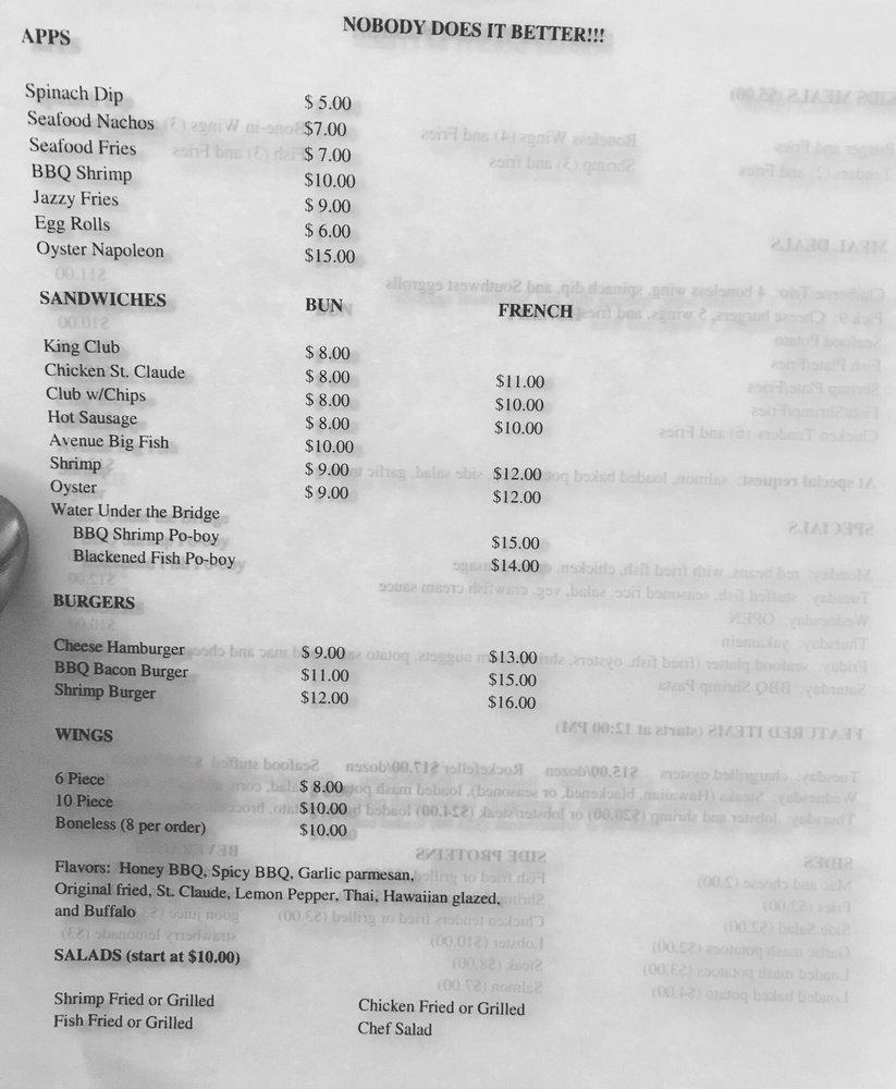 Menu at Fam Bizz restaurant, New Orleans, S Claiborne Ave