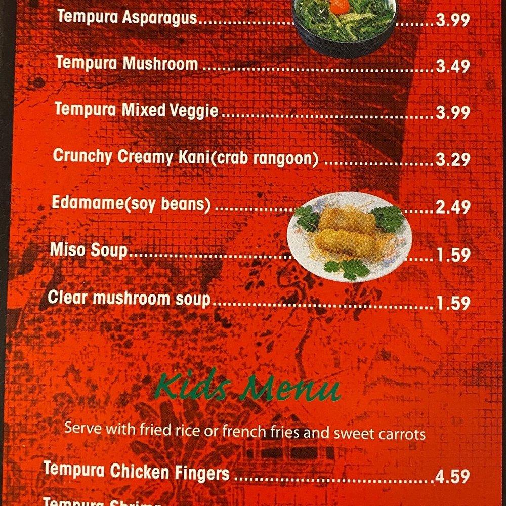 Menu at Japanese express restaurant, Mobile, Airport Blvd