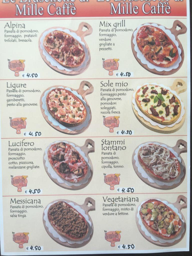 Menu da Mille Caffe' pub & bar, Parma