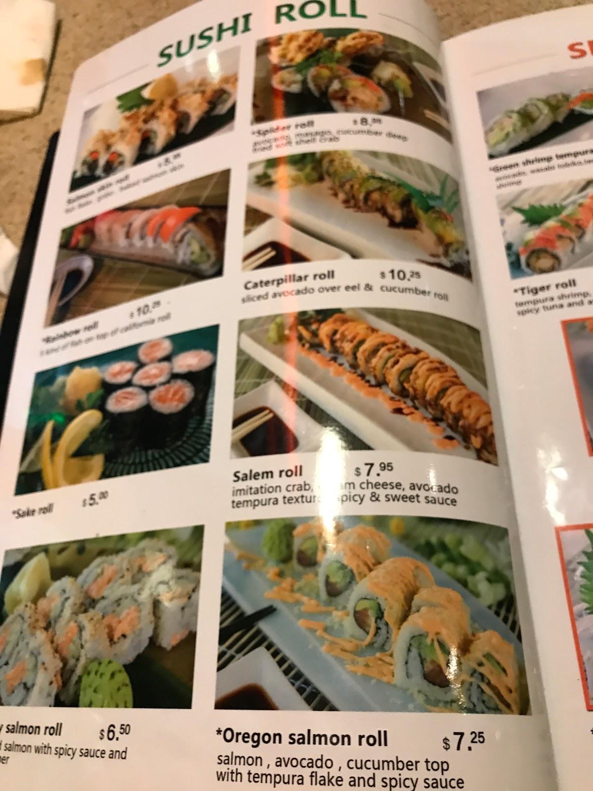 Carta de Momiji Japanese Restaurant, Salem, Commercial St SE