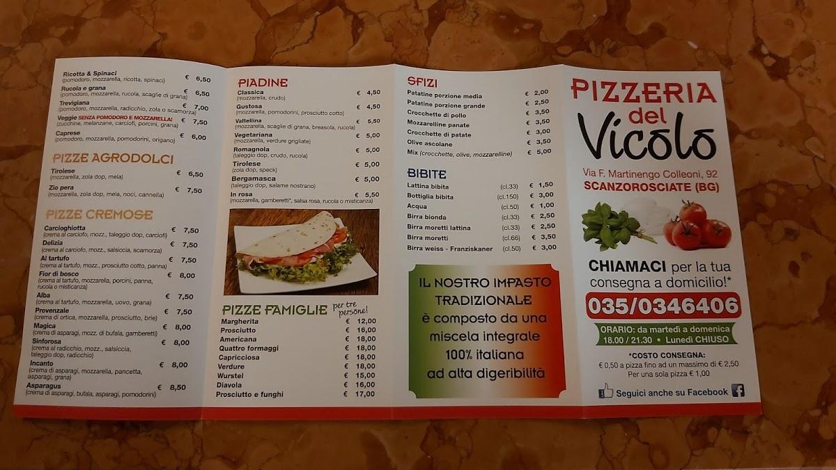 Menu at Pizzeria Del Vicolo, Scanzorosciate