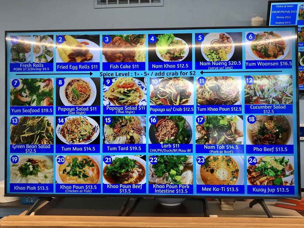 Menu at Vientiane Grocery restaurant, Seattle