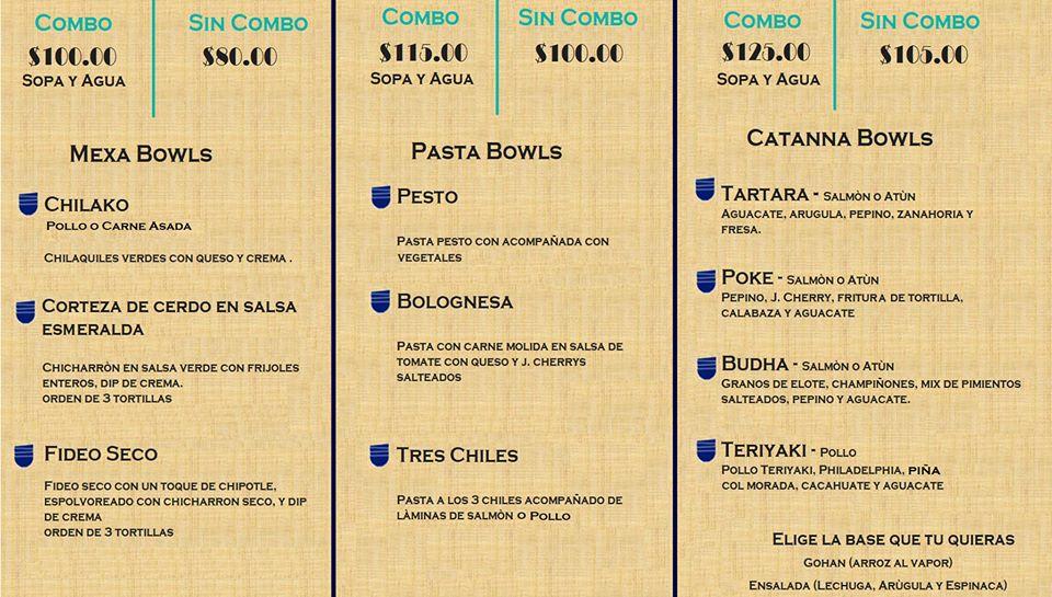 Menu at El tazón restaurant, Mexico City, Av. Lomas de Sotelo 1102