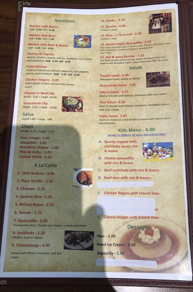 Menu at Los Patrones restaurant, Bay Minette