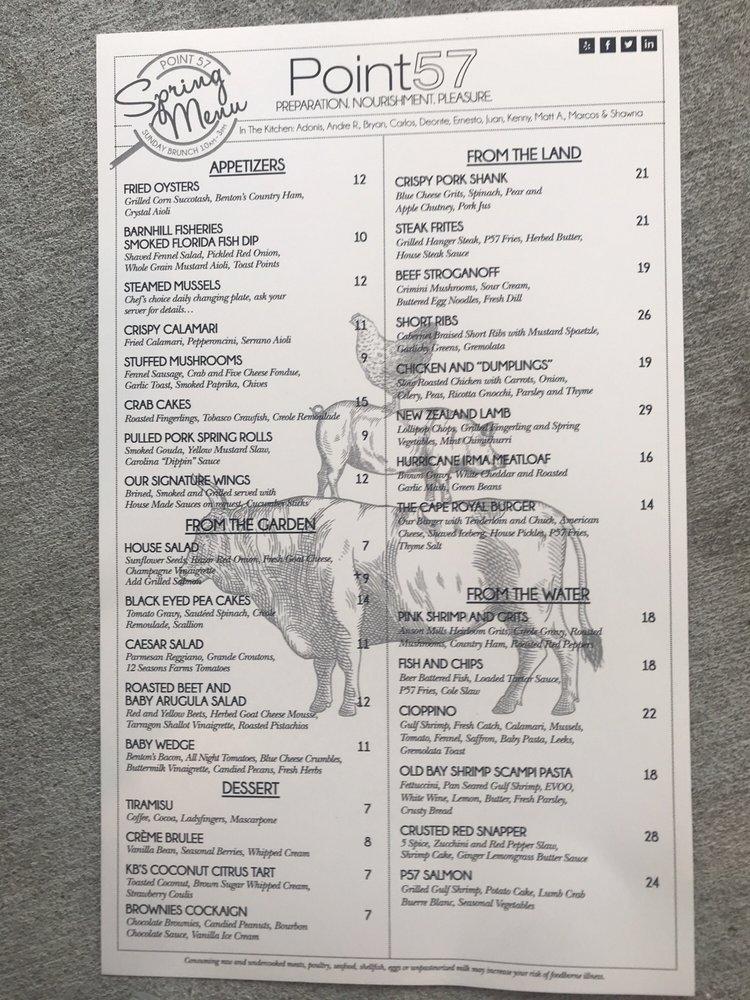 Menu at Point 57 Kitchen & Cocktails restaurant, Cape Coral