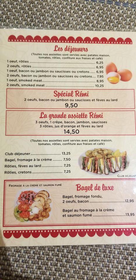 Menu au Restaurant Chez Rémi, Repentigny