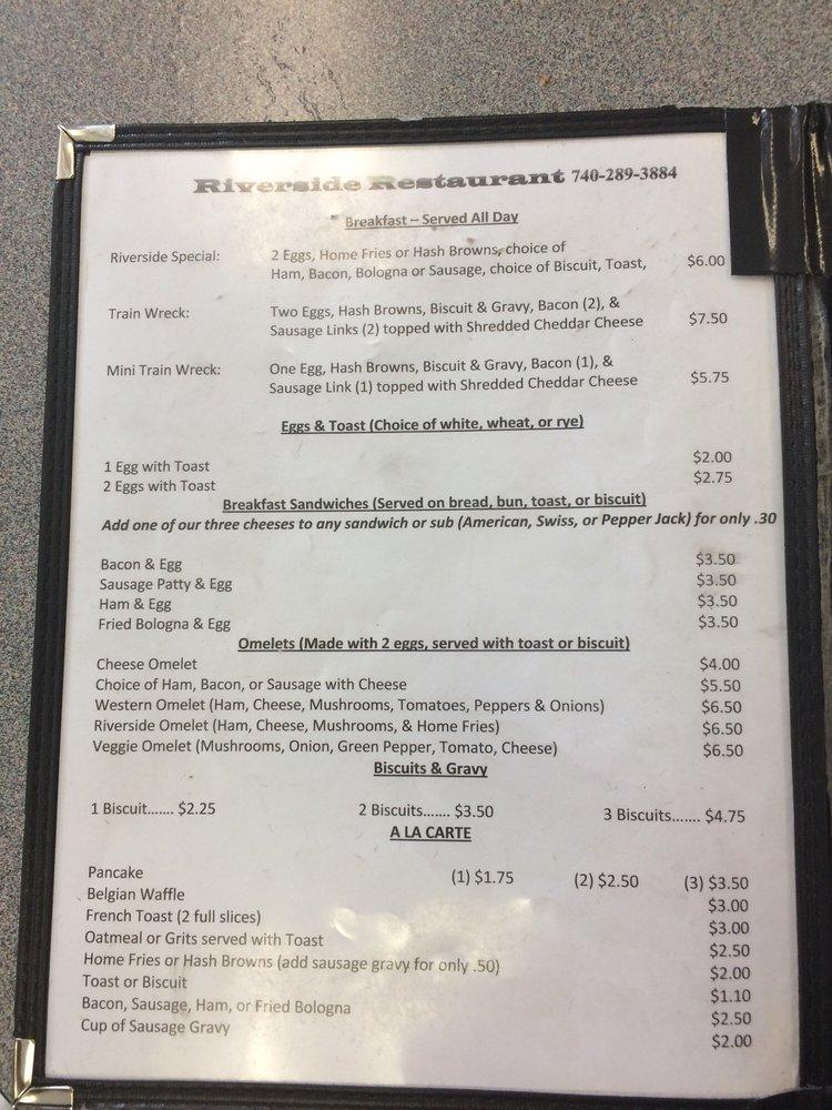 Menu at Riverside Restaurant, Piketon