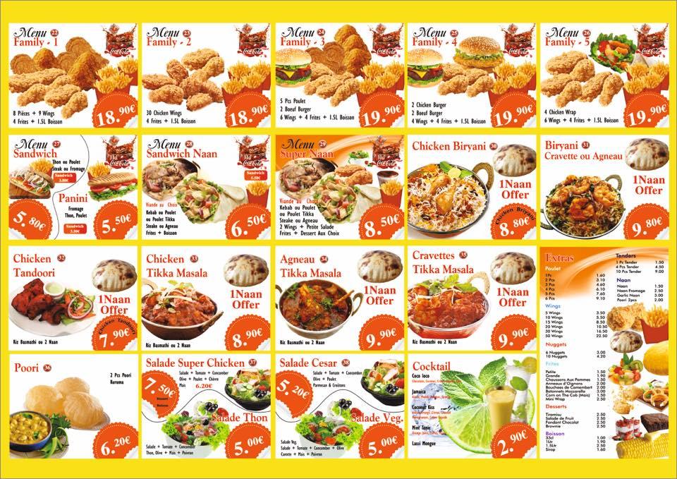 Carta del restaurante Super Chicken - ISC, Aubervilliers