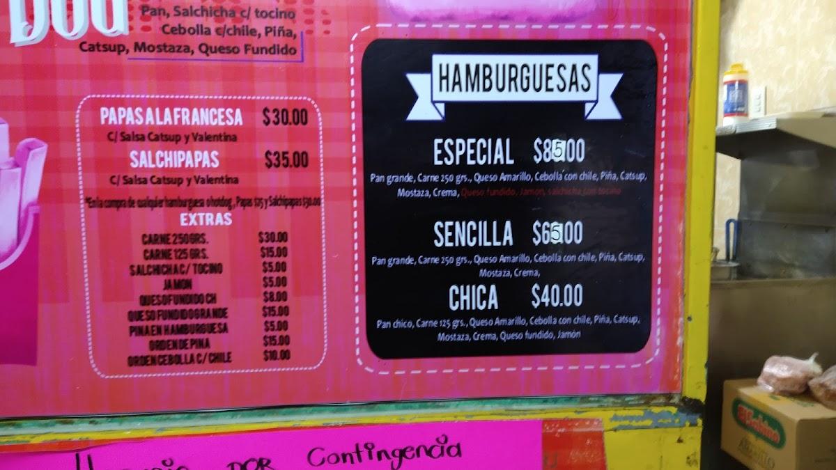 Menu at Hamburguesas Sony restaurant, Metepec