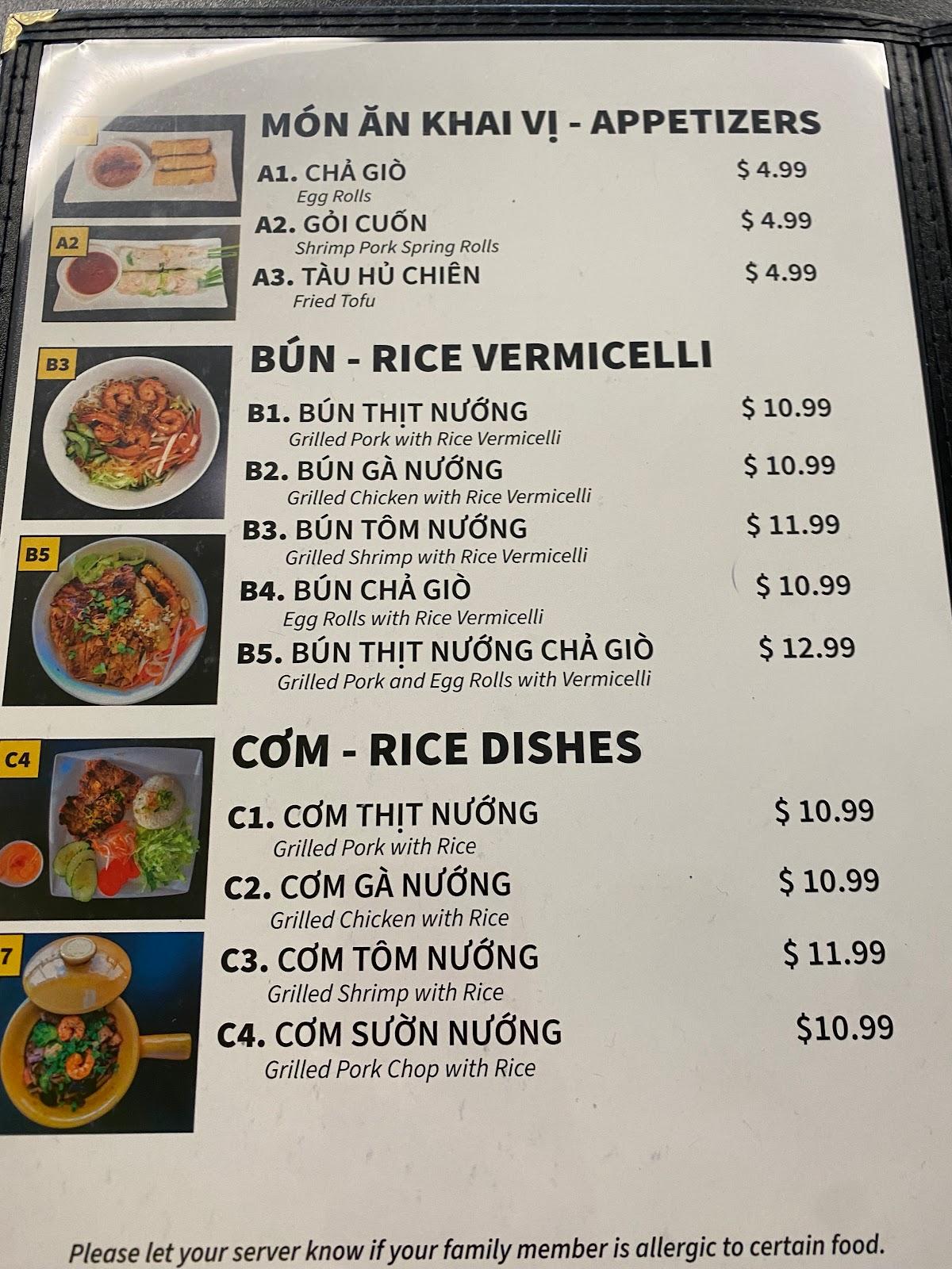 Menu at Little Saigon Bistro restaurant, Sarasota