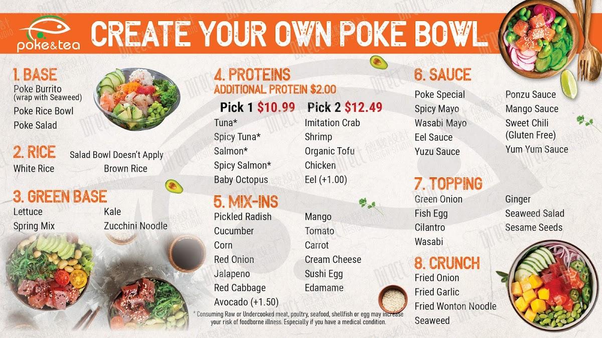 Menu at Poke & tea pub & bar, Cutler Bay