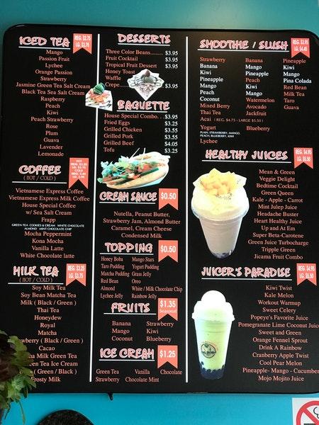 Menu at TNL Boba Tea pub & bar, Oceanside