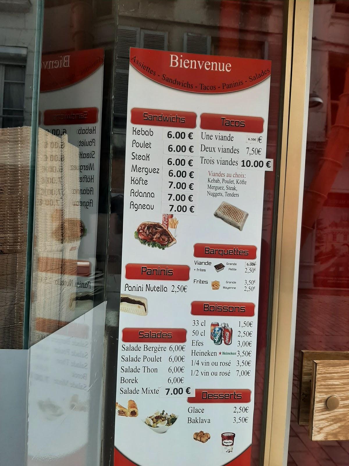 Menu at Zélé restaurant, Vendôme