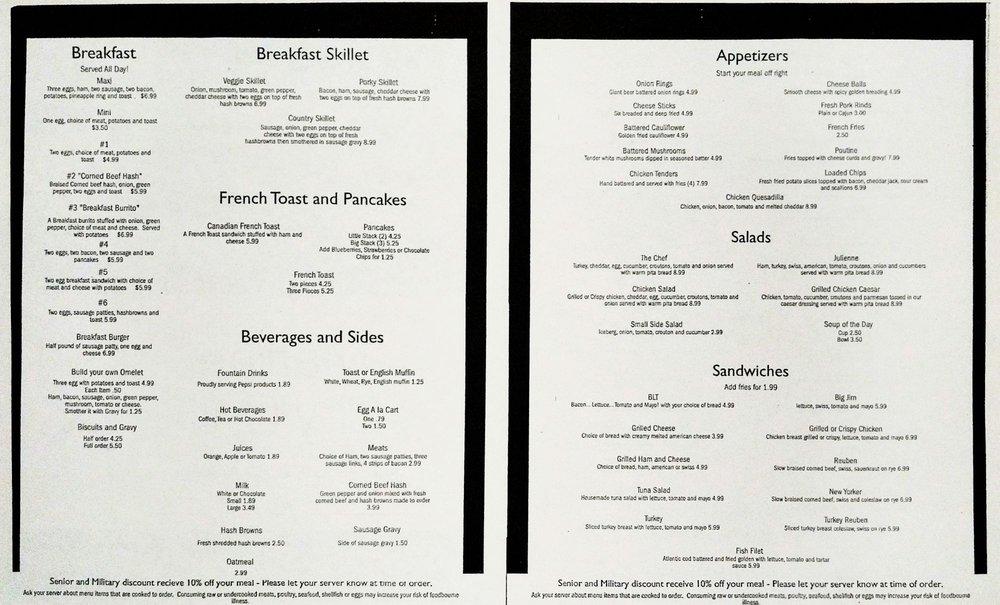 Menu at Marine City Grill restaurant, Marine City