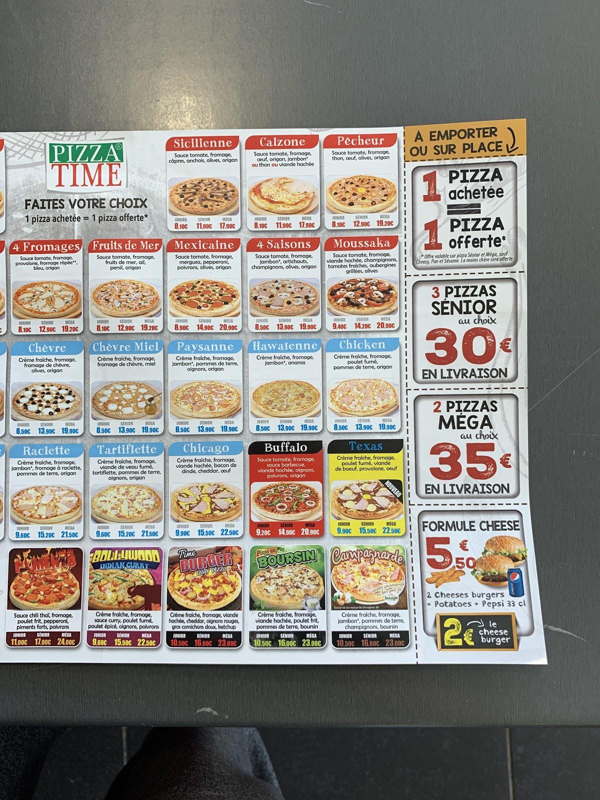 Menu au Pizza Time Mouy restaurant, Mouy
