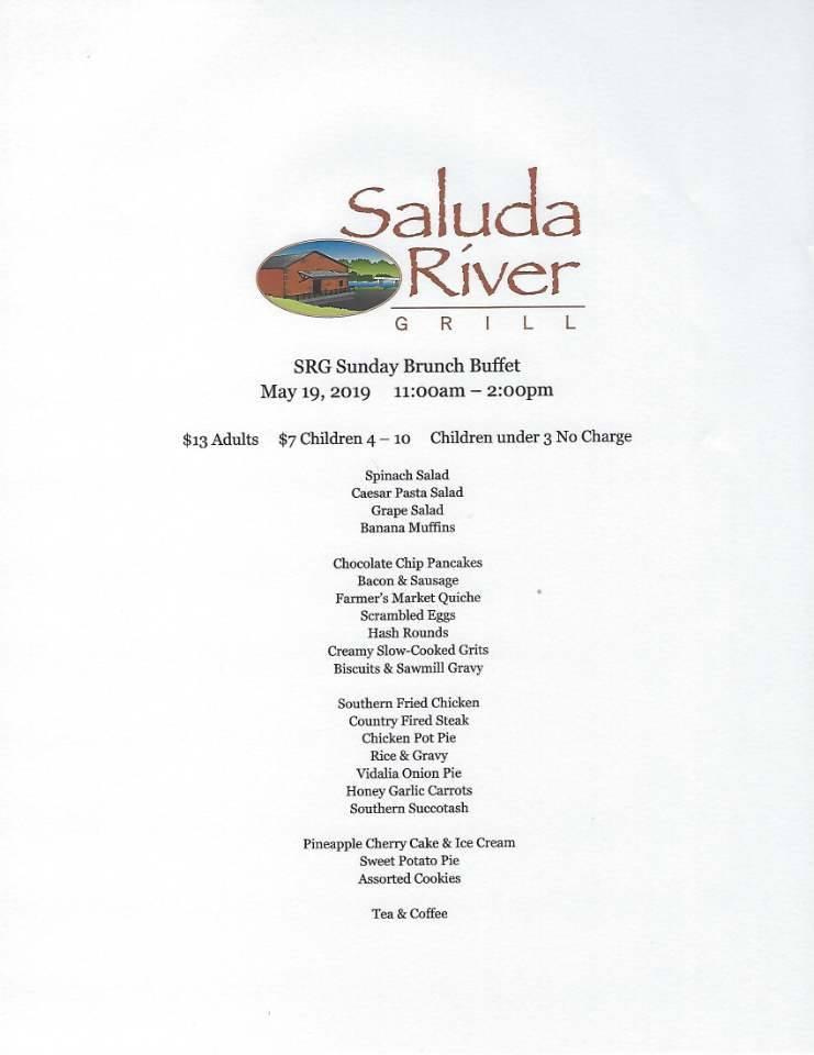 Menu at Saluda River Grill pub & bar, Piedmont
