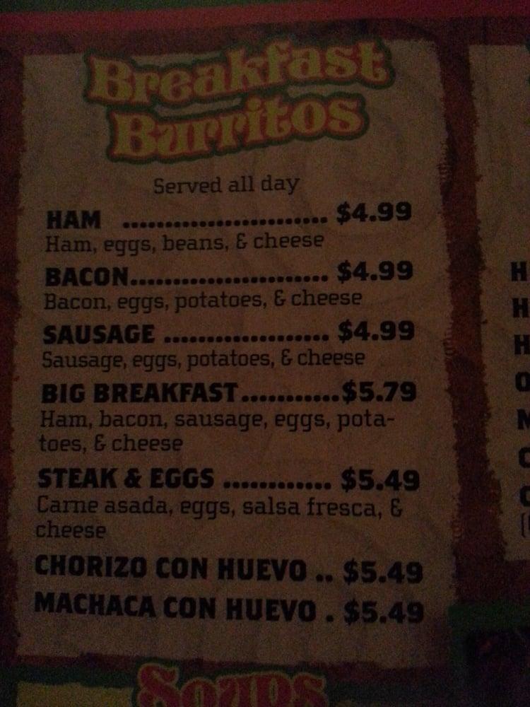 Menu at Pancho's Authentic Mexican Grill restaurant, El Cajon, E Main St