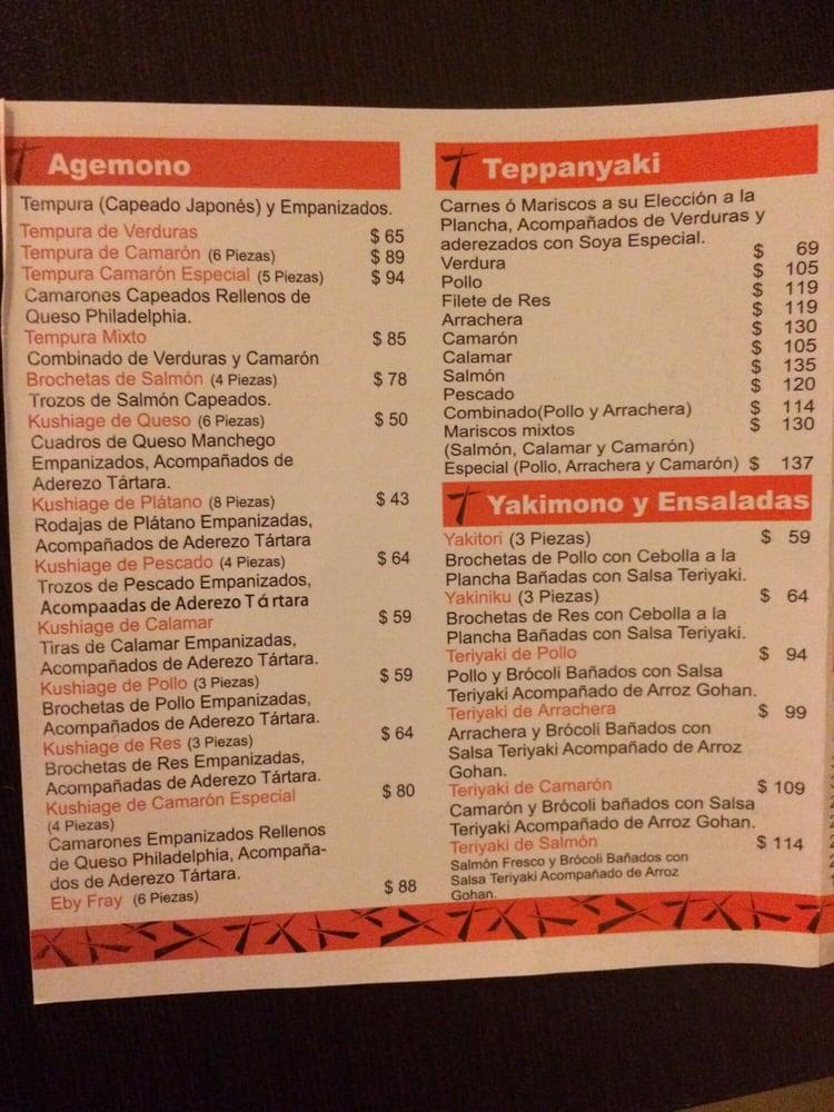 Carta del restaurante Obento Sushi Sonata, Cholula, Plaza Punta