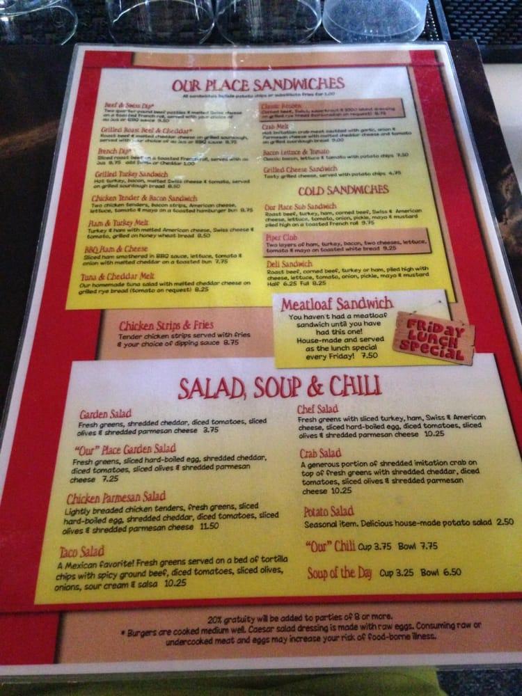 Menu at Our Place Pub & Eatery Inc, Silverdale