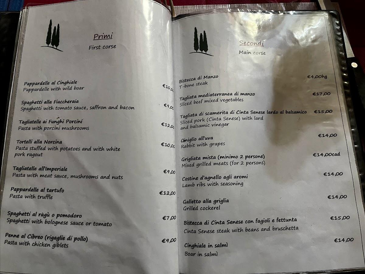 Menu da Ristorante Osteria Sensano Il Cipresso, Italia, Località ...