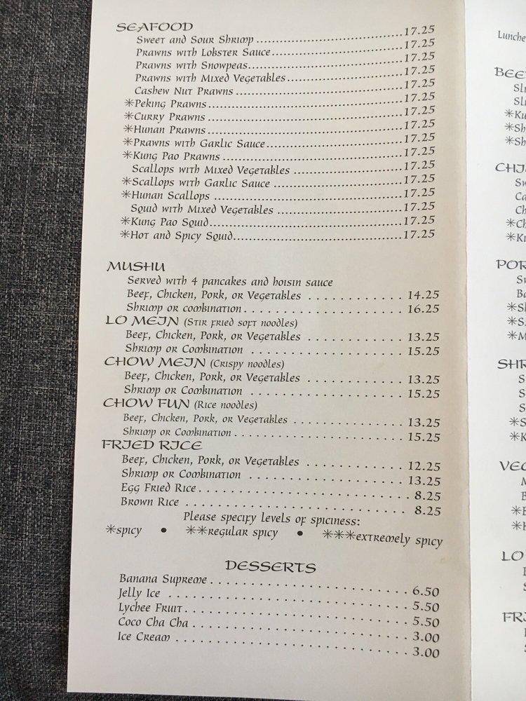 Menu at Shangri-La Restaurant, Colorado Springs