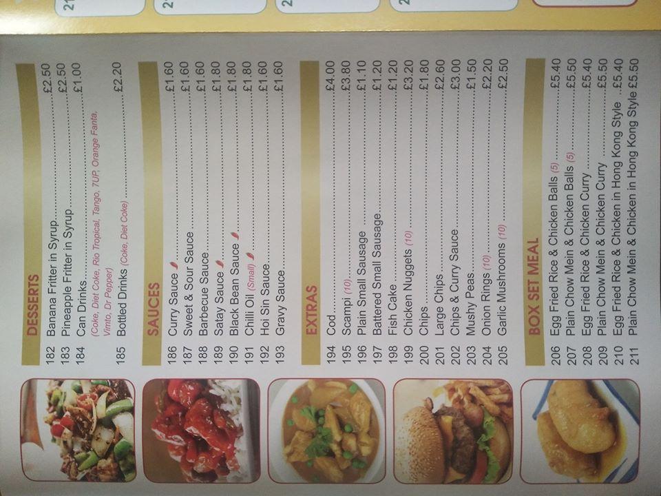 Menu at Star Chef restaurant, Ely