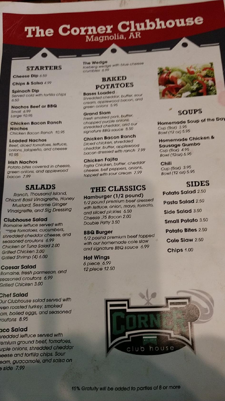 Menu at The Corner Clubhouse, Magnolia
