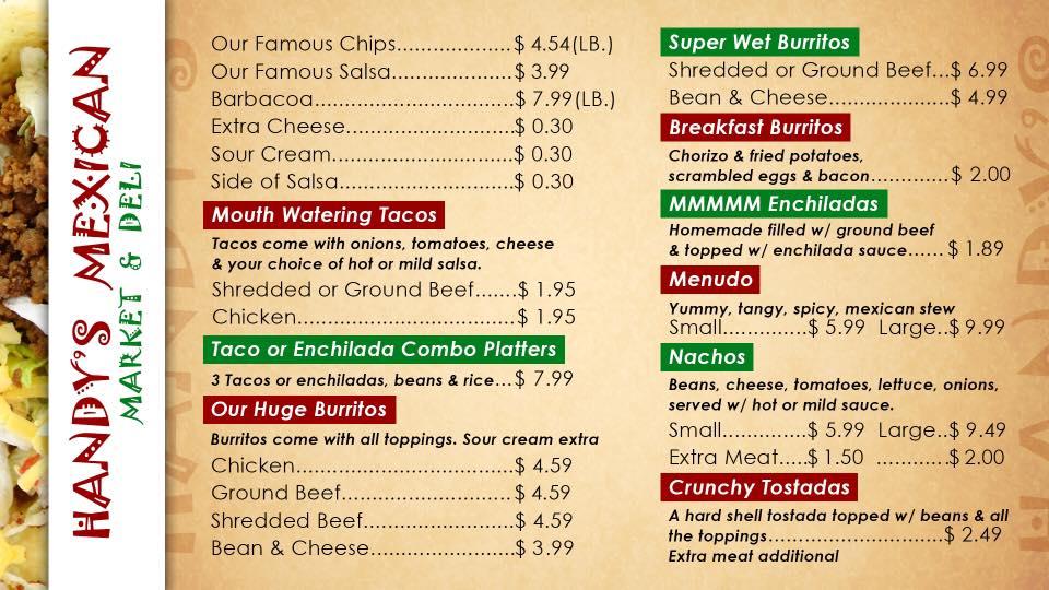 Carta del restaurante Handy's Market, Lansing