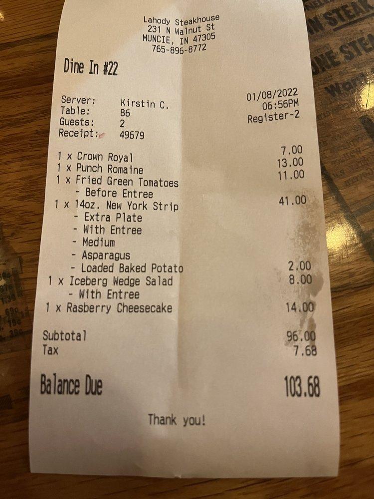 Menu at Ron Lahody's Trust Your Butcher Steakhouse, Muncie