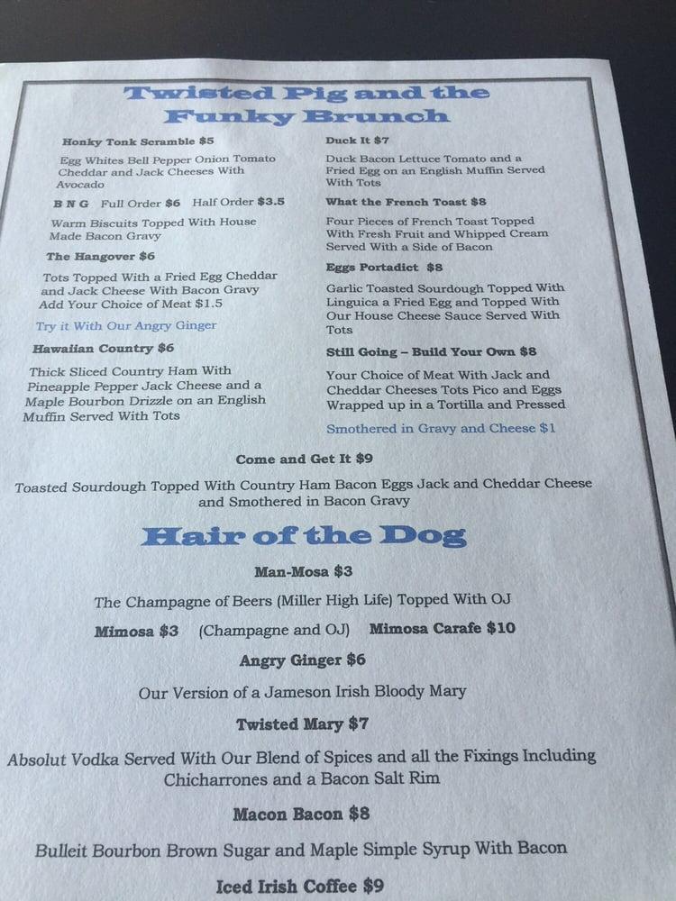 Menu at The Twisted Pig Bar and Grill, Modesto