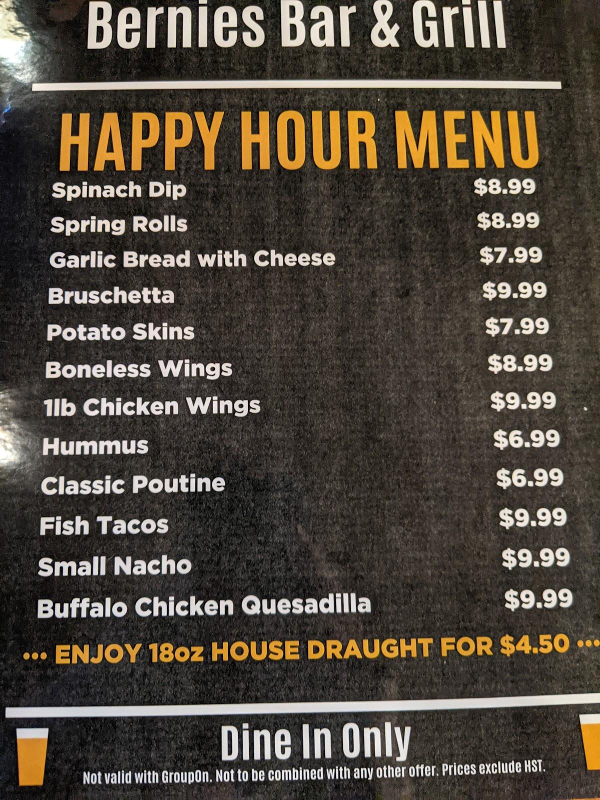 Menu at Bernie's Bar & Grill, London, Byron Baseline Rd