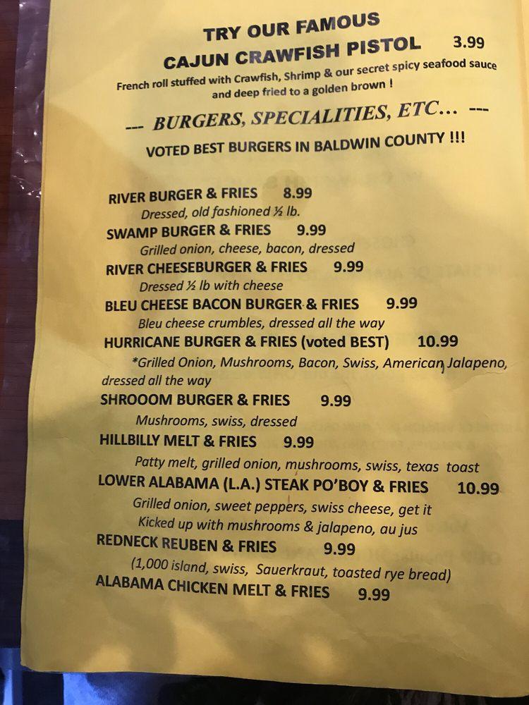 Menu at Fish River Grill restaurant, Foley
