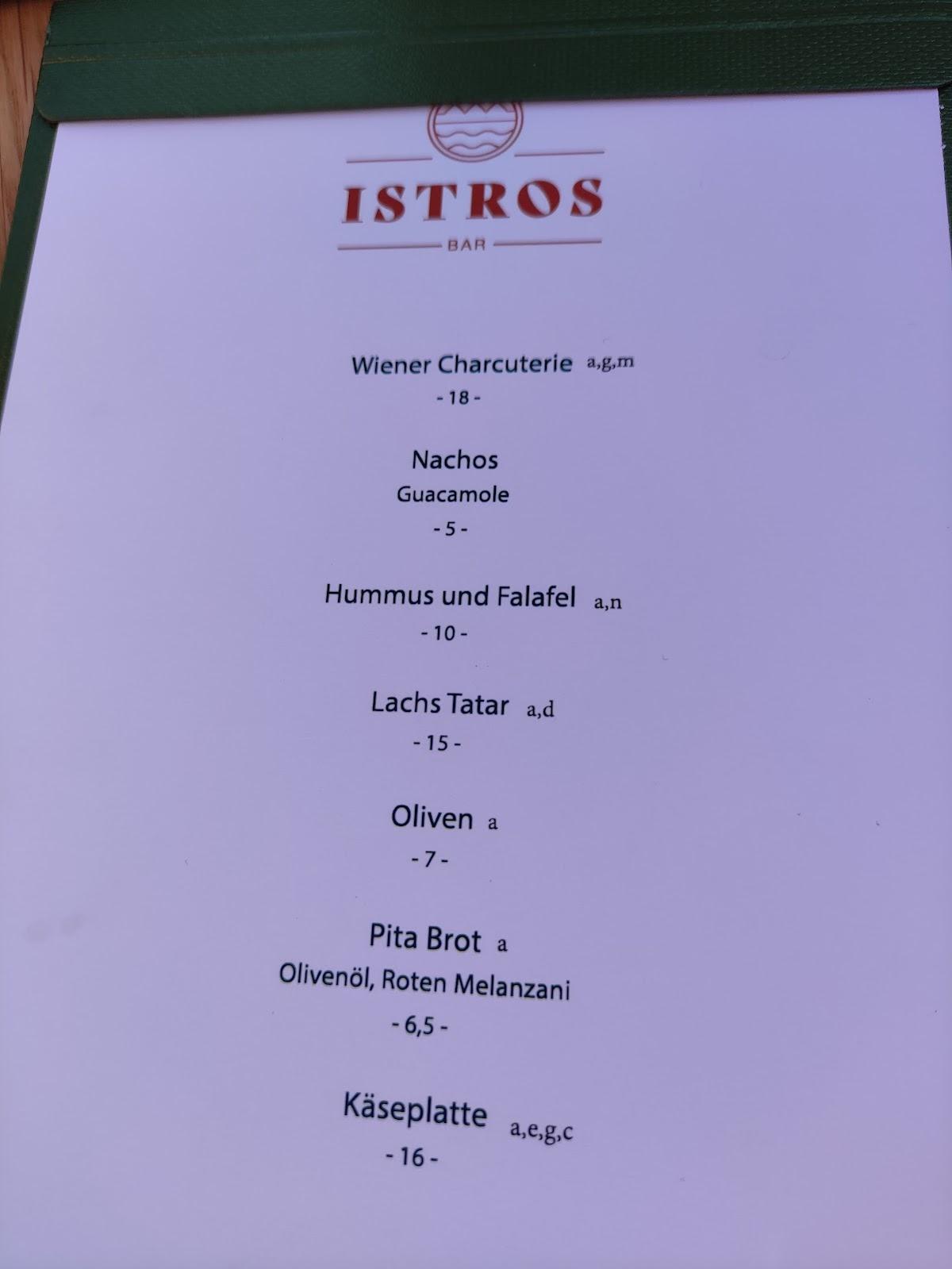 Speisekarte von Istros Rooftop Bar & Terrace, Wien