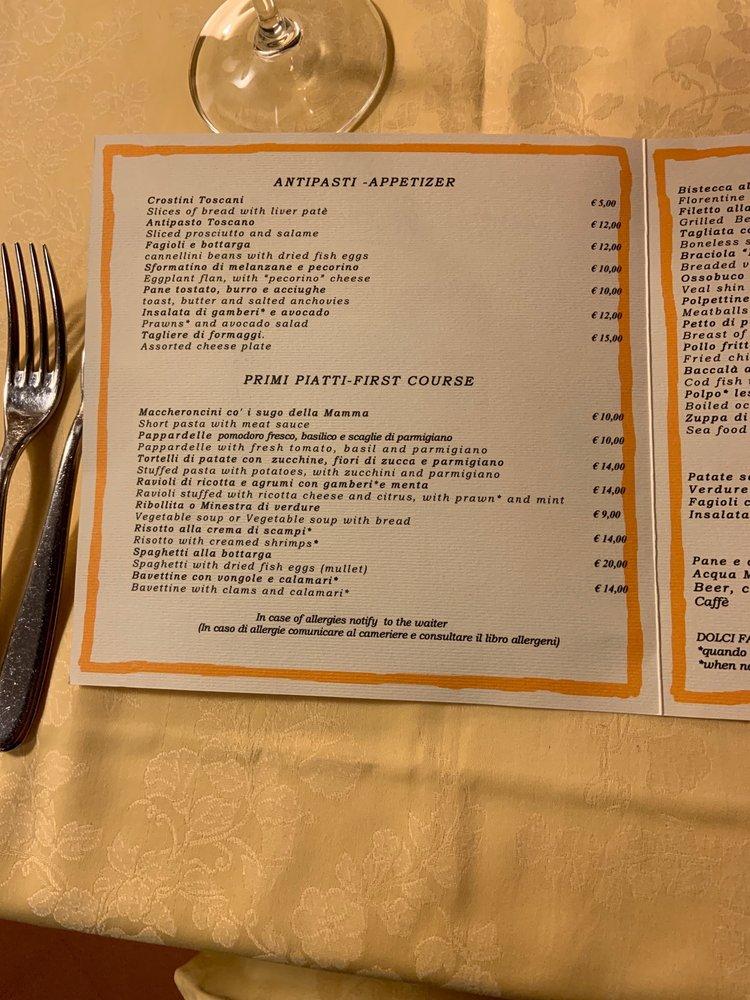 Menu da Trattoria Pandemonio ristorante, Firenze