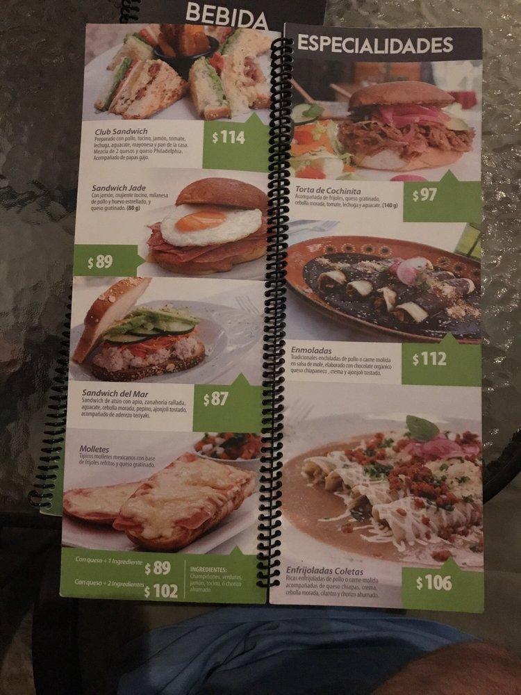 Menu at Café Jade, Palenque