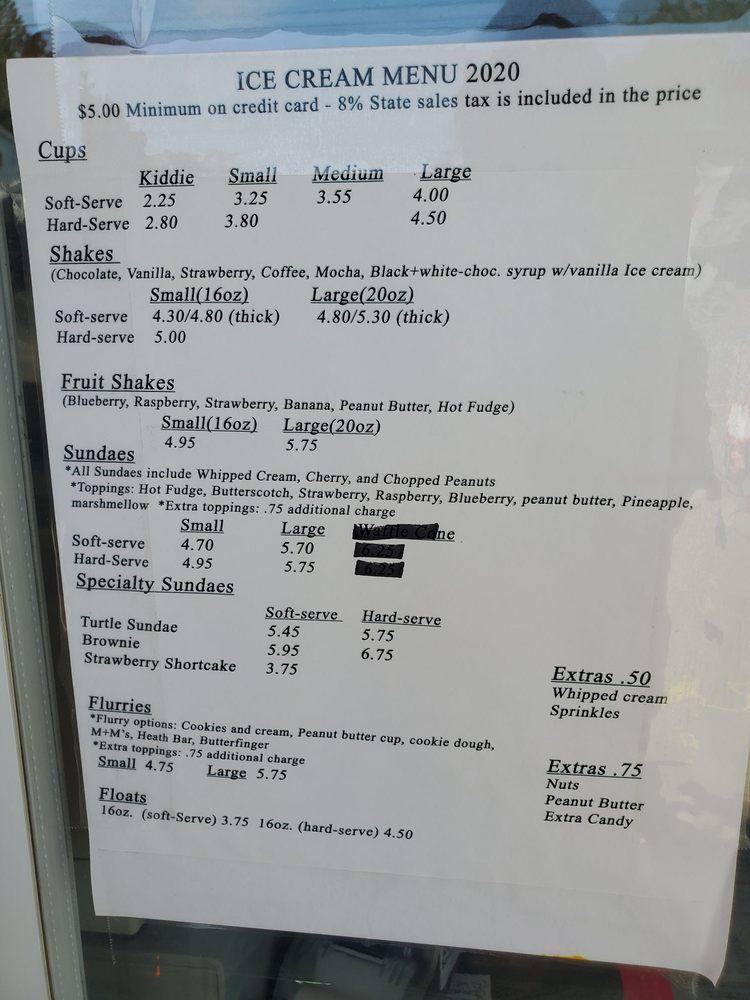 Menu at Crosby's Drive-In fast food, Bucksport, 30 Duck Cove Rd