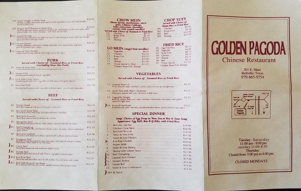Menu at Golden Pagoda restaurant, Bellville, 201 E Main St