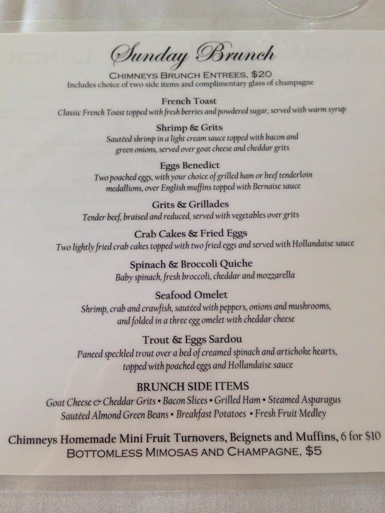 Menu at The Chimneys Restaurant, Gulfport, E Beach Blvd
