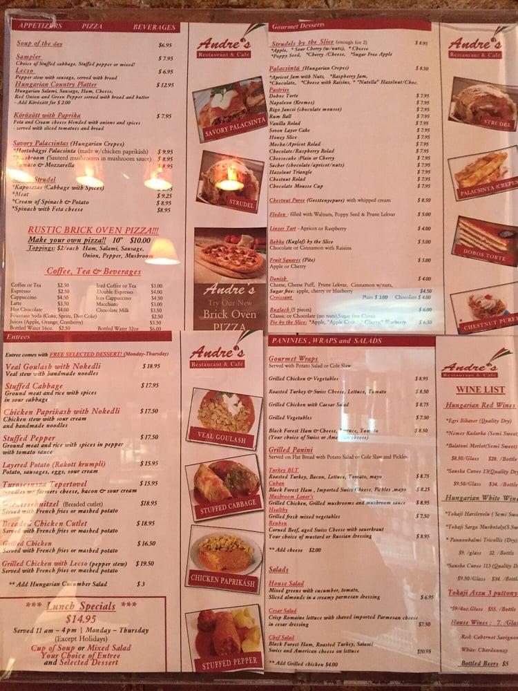 Menu at Budapest cafe, New York City