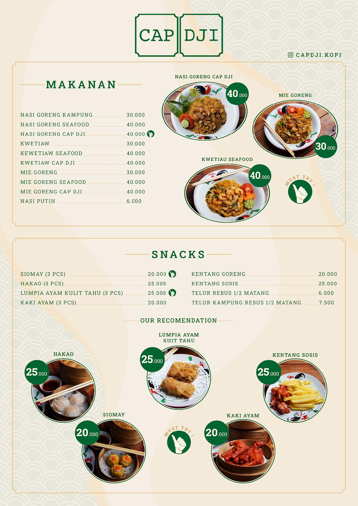 Menu at Cap Dji Kopi, Bandung