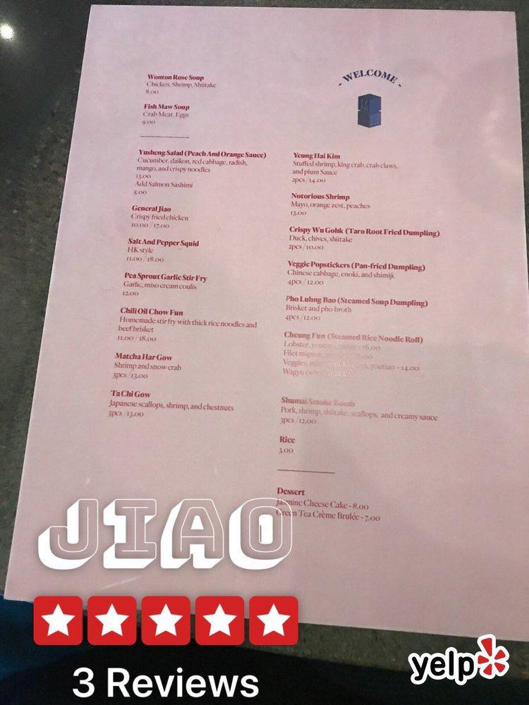 Menu at JIAO DIM SUM BAR, Montréal